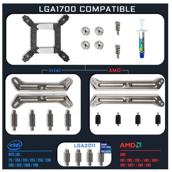 Disipador Cpu Argb Doble Ventilador Base De Cobre BM6000 Snowman