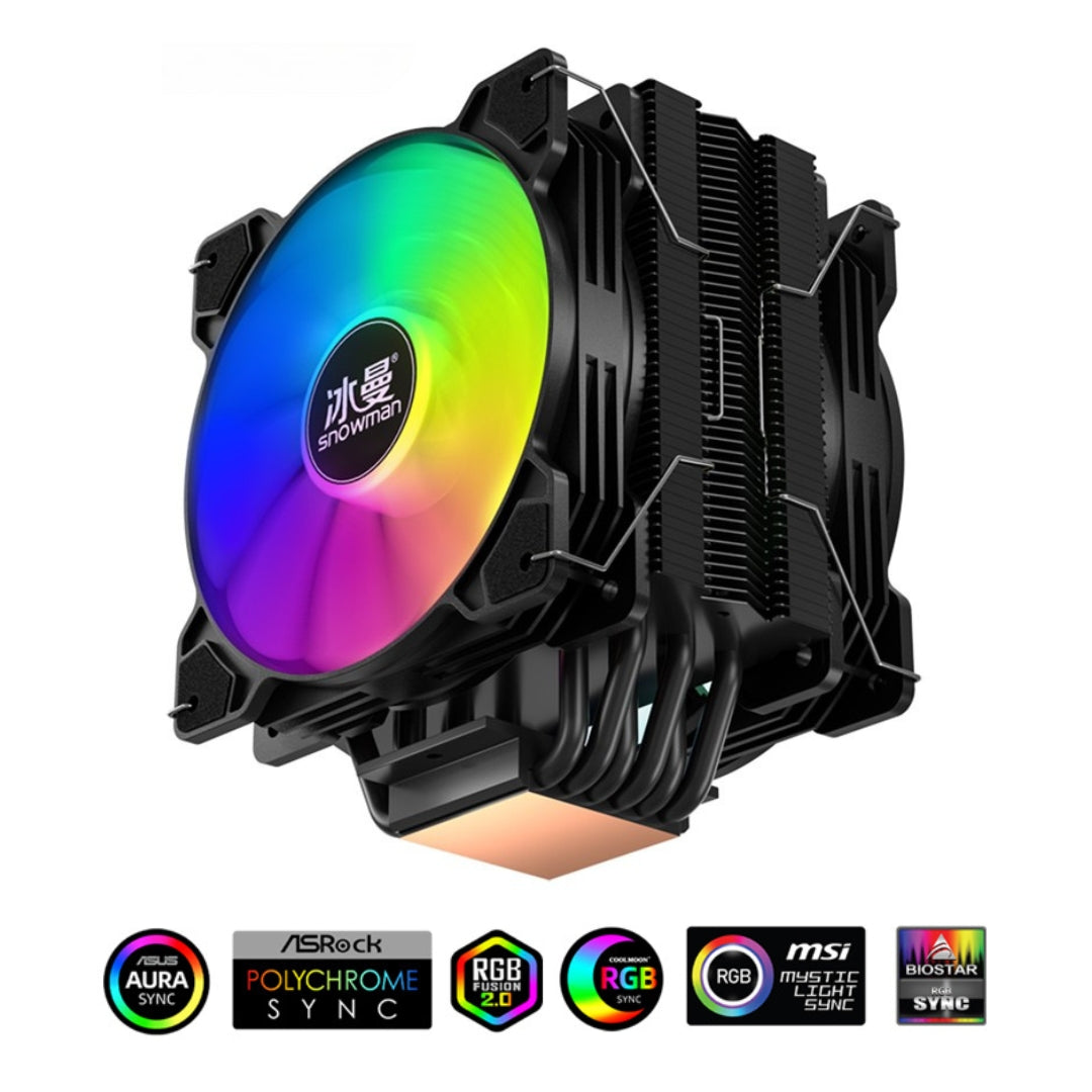 Disipador Cpu Argb Doble Ventilador Base De Cobre BM6000 Snowman